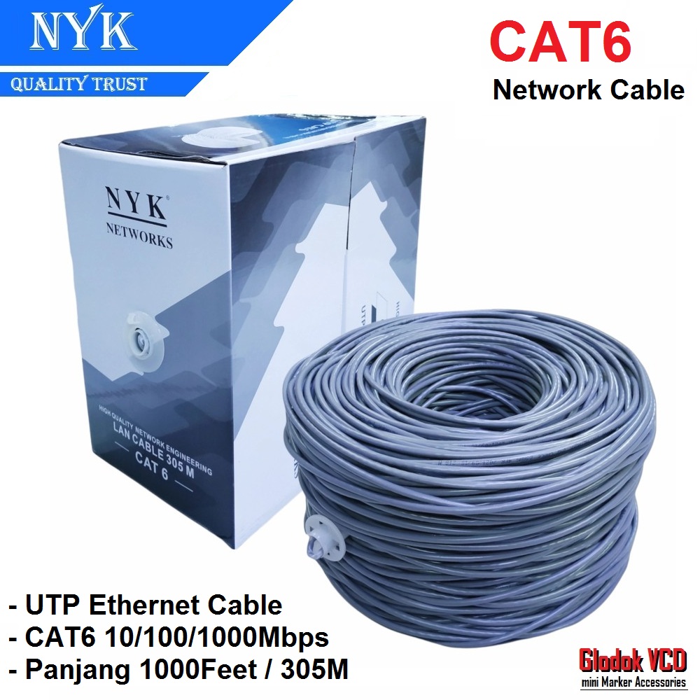NYK Kabel Lan UTP RJ45 Cat6 Internet Ethernet Cable 305M - 1 Roll ...