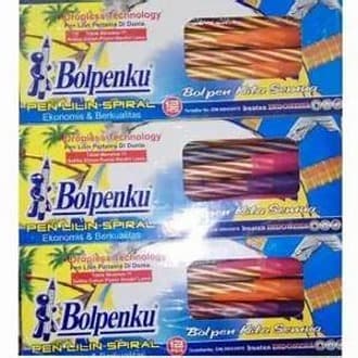 Pen Lilin Bolpenku Tinta Hitam Grip dan Spiral 1 Pak isi 12 Pcs ...