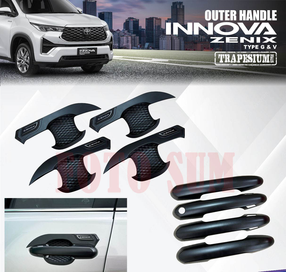 outer dan hendel mobil innova zenix hitam | Lazada Indonesia