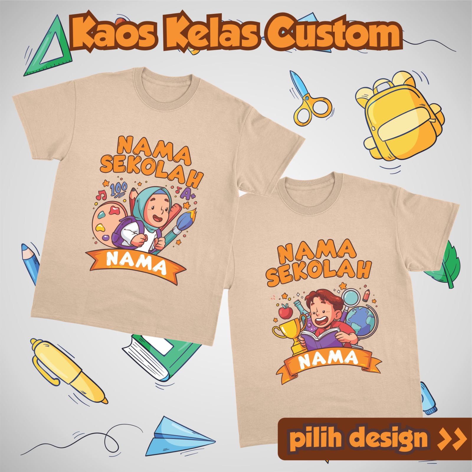 CBstore Kaos Anak Liburan/Rihlah Sekolah Kelas Free Custom Nama Bebas ...