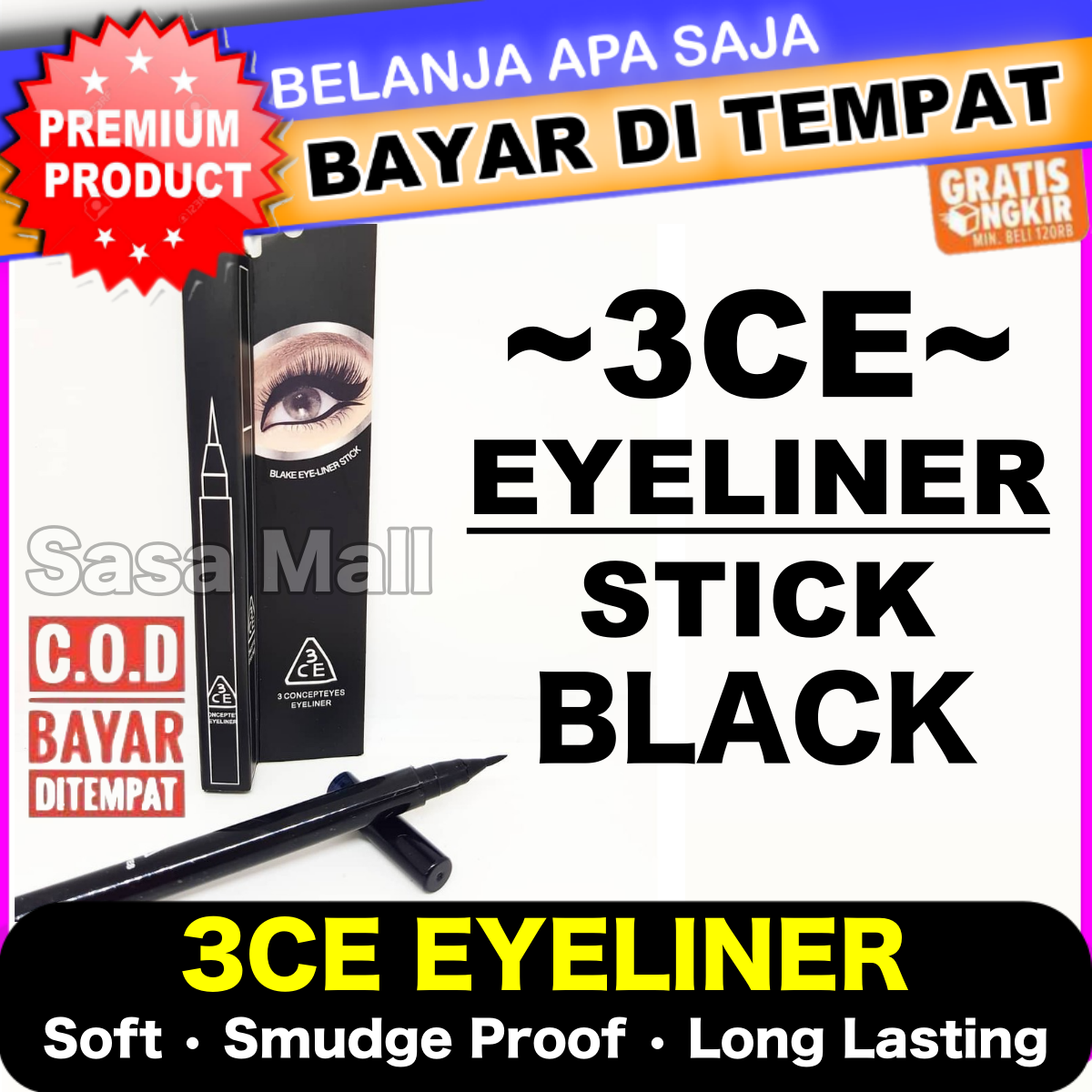 [COD] 3CE Eyeliner Concept Eyes Stick Black Pensil Alis Mata Hitam ...