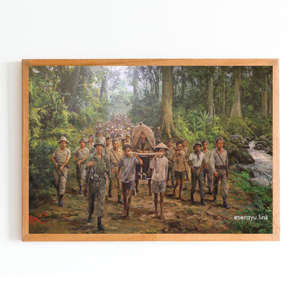 Hiasan Dinding Lukisan Cetak Jend Sudirman Ditandu Saat Perang Gerilya ...