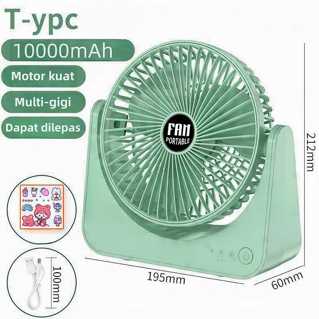 AIMI 10000mAh Kipas Angin Bilah Kipas Tipis Mini Portabel yang Dapat ...
