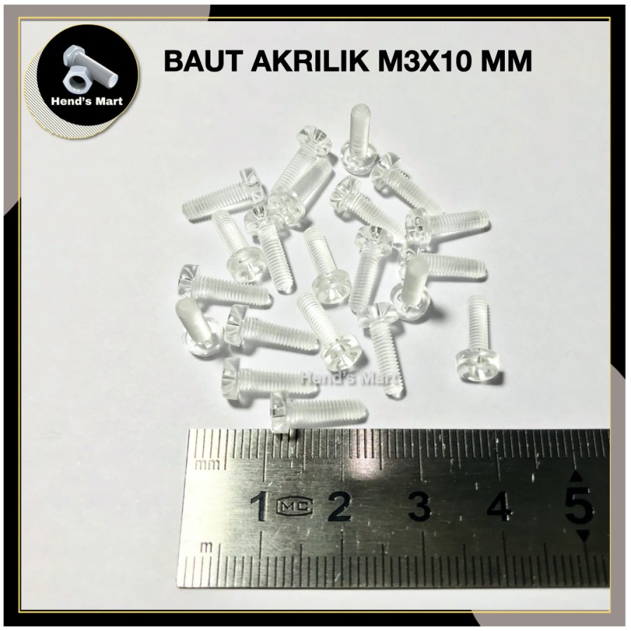 BAUT AKRILIK M3X10MM TRANSPARAN NYLON ACRYLIC SEKRUP PLASTIK | Lazada ...