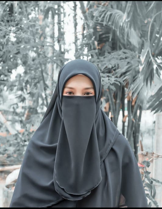 Cadar tali 2 layer ceruty babydoll niqab sifon half niqab cadar simpel cocok untuk pemula tanpa ...