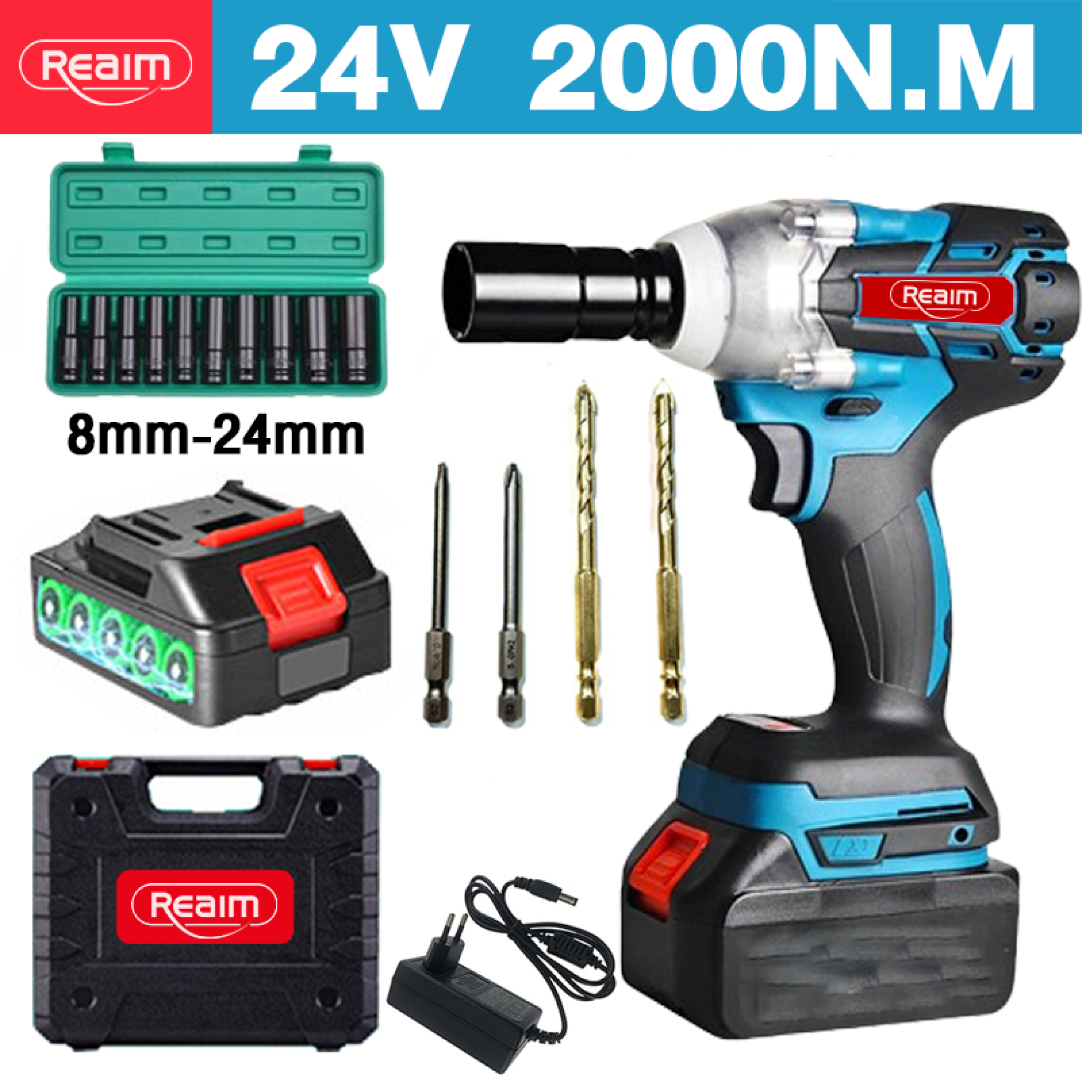 REAIM Cordless Impact Wrench Brushless 48V 2000N/M Mobil Impact Baterai ...