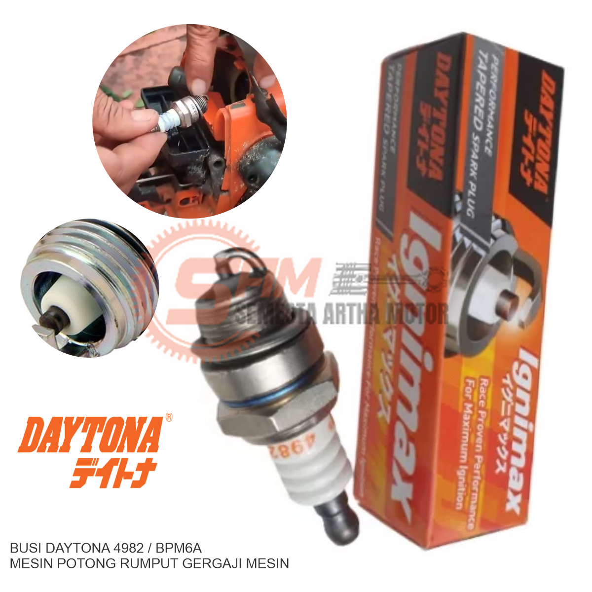 Daytona Ignimax 4982 Busi BPM6A Mesin Potong Rumput Gergaji Alat ...