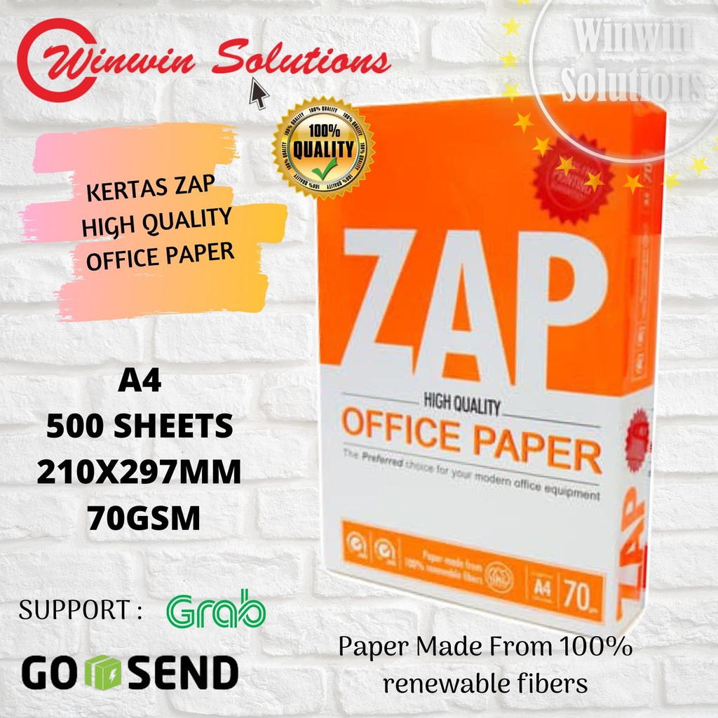 KERTAS HVS A4 70gr ZAP FOTOKOPI FOTOCOPY PRINT PHOTOCOPY PAPER | Lazada ...