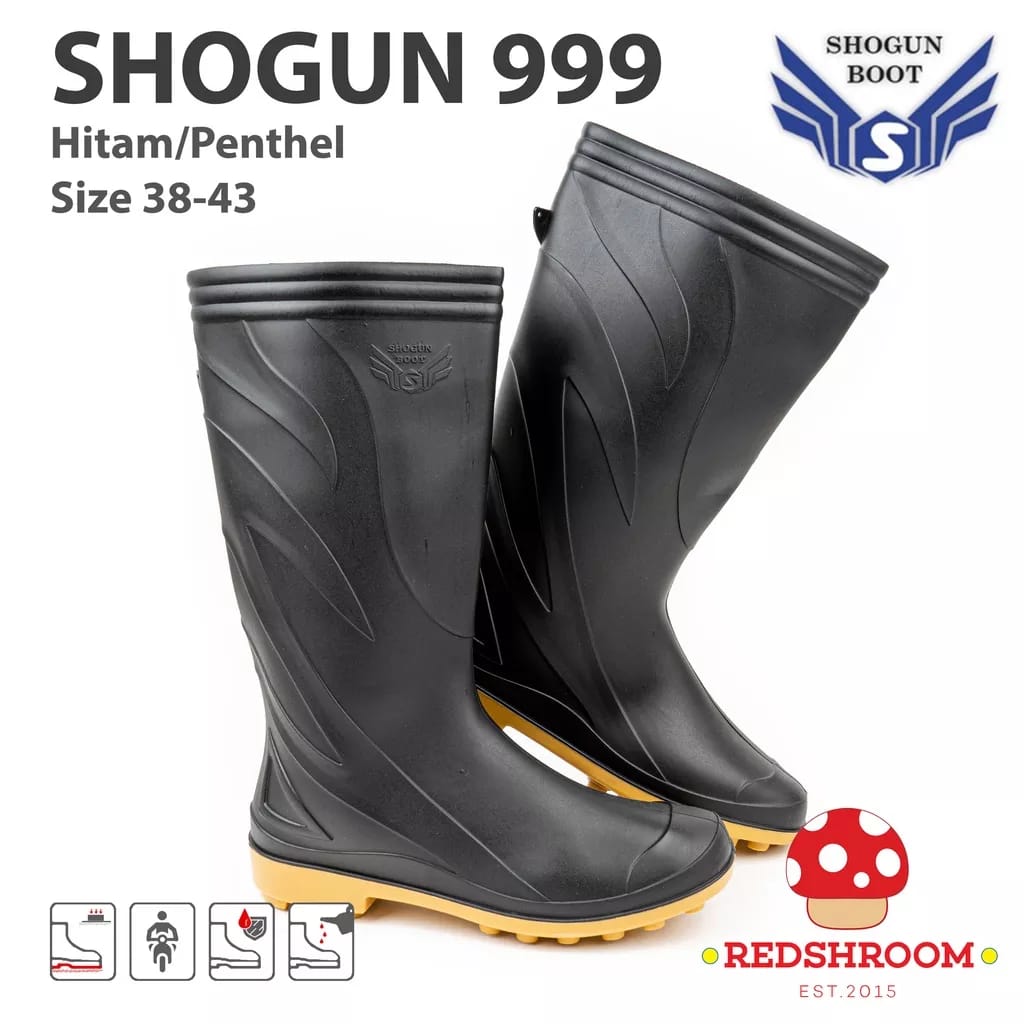 Sepatu Boot Tinggi SHOGUN 999 HITAM PENTHEL - Sepatu Perkebunan ...