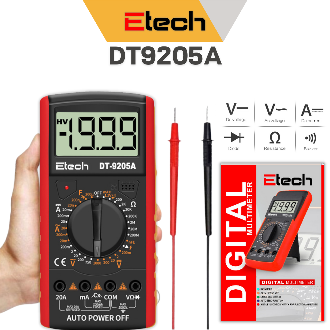New Digital Multimeter ASLI ADA BUZERNYA BONUS BATERAI DT9205A Multimeter Mini Saku Digital ...