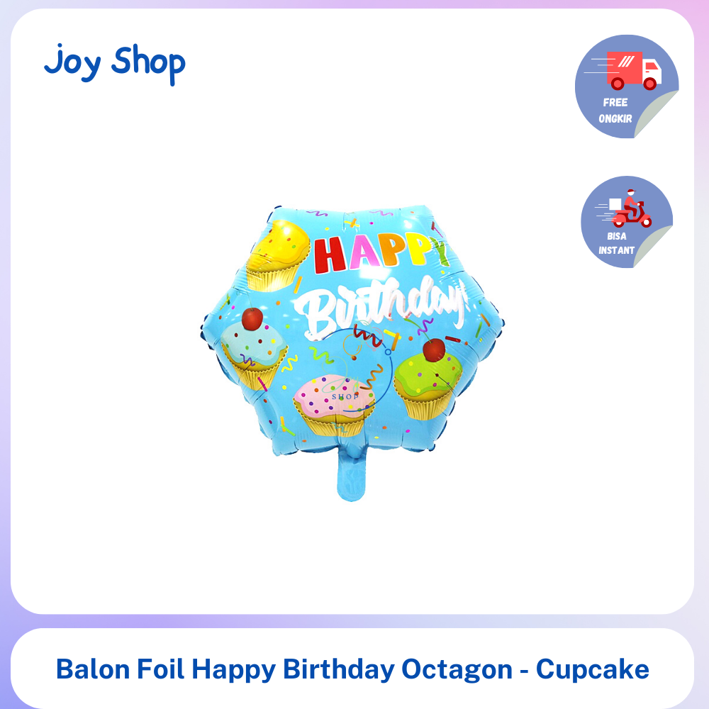 Balon Foil Happy Birthday Segi Enam HBD Ultah Octagon Balloon | Lazada ...