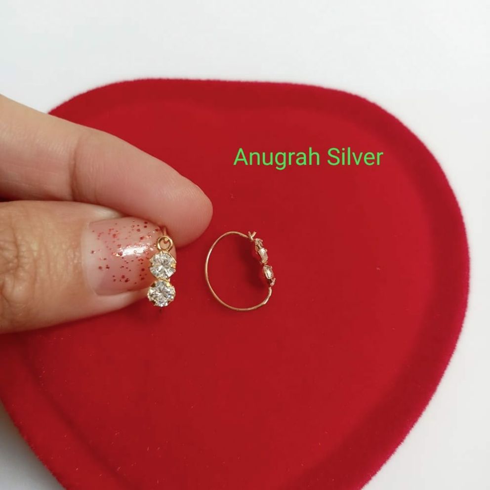Anting kenip anak & remaja rose gold mata 2 putih kl perak 925/silver lapisan emas kuning murni ...