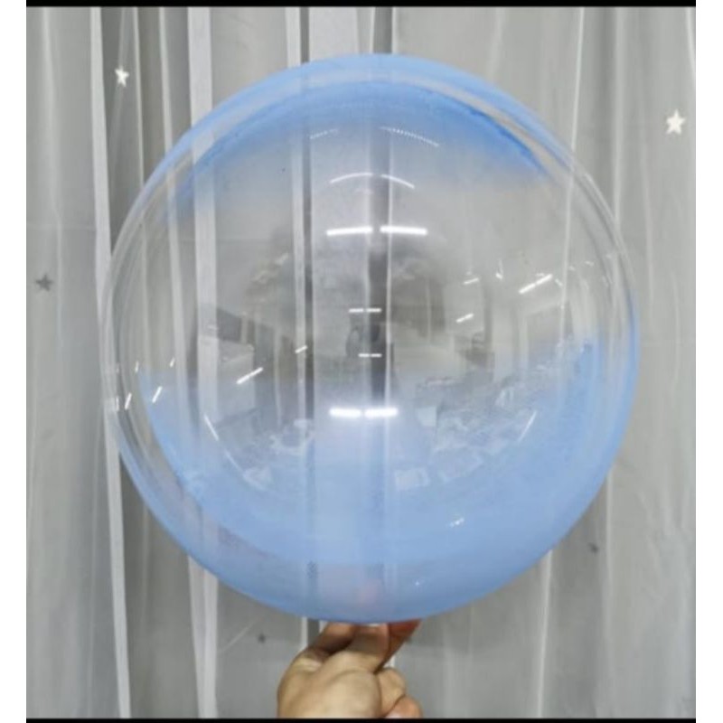 BALON PVC BOBO 18 INCH TRANSPARAN WARNA 2 SISI ATAS BAWAH / BALON BOBO ...