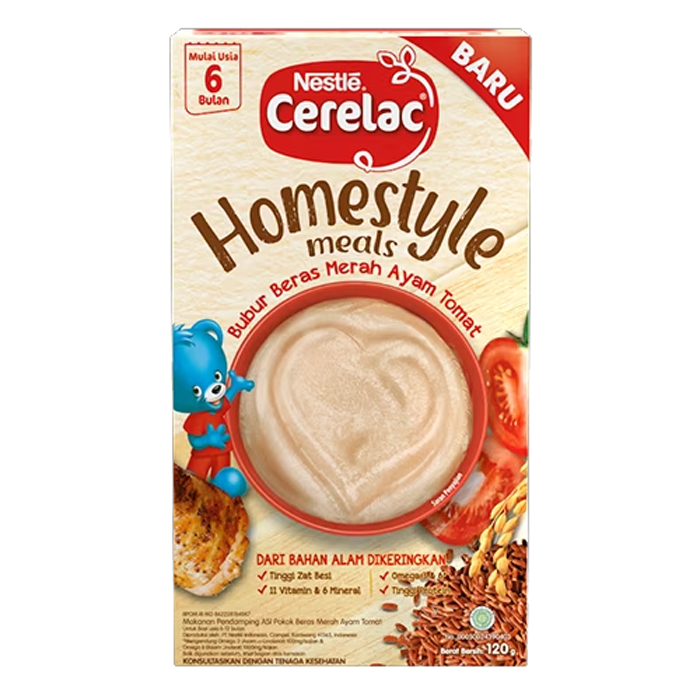 Nestle Cerelac Homestyle Meals Bubur Beras Merah Ayam Tomat 120g ...