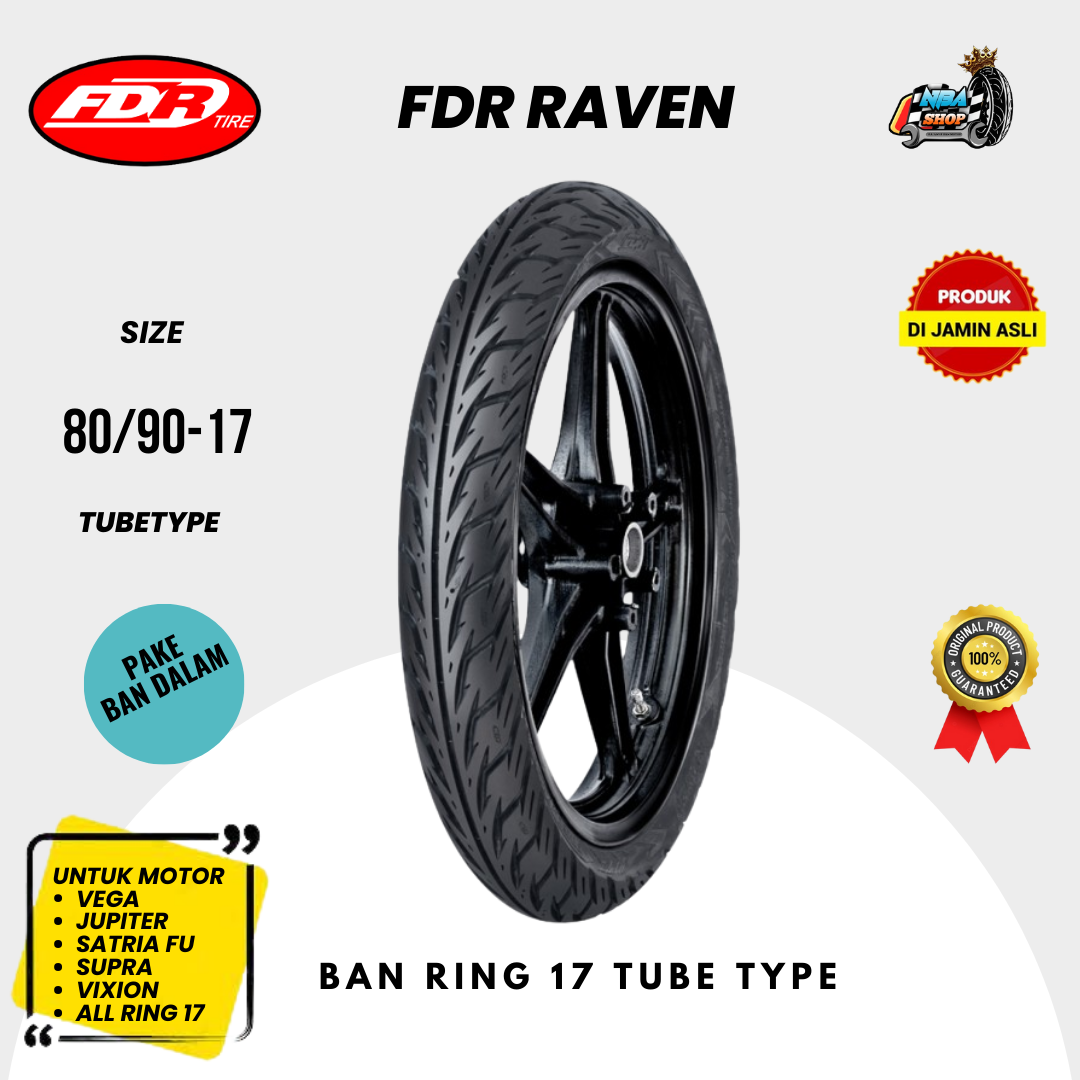 Ban Motor FDR RAVEN 80/90 Ring 17 Tube Type Untuk Honda Supra Revo ...