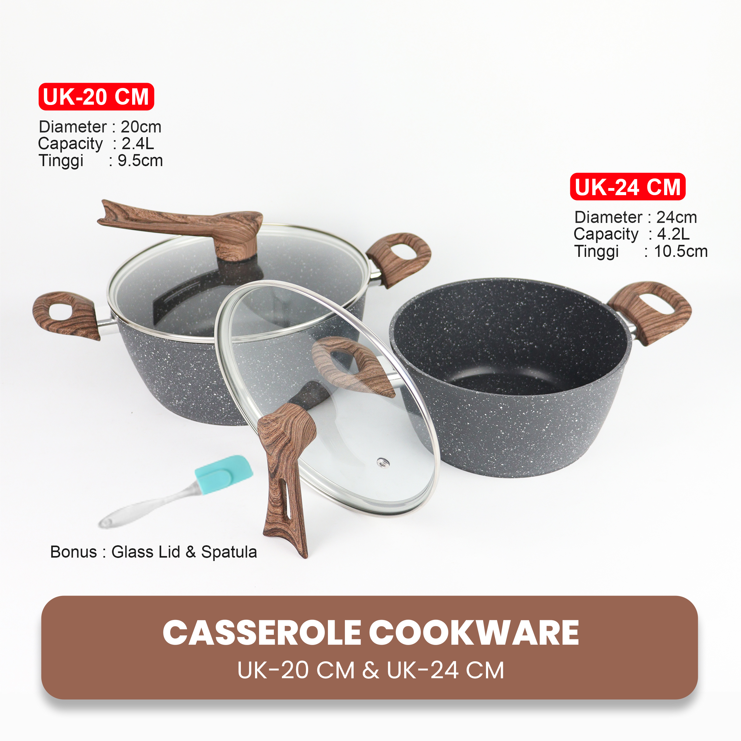 Panci Sop Panci Rebus 20-24cm Tutup Kaca Panci Soup Marble | Lazada ...