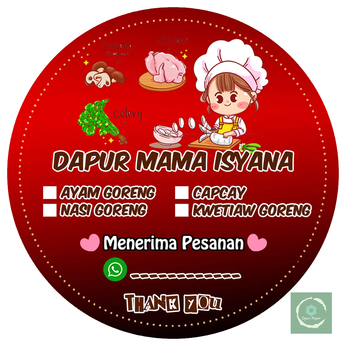 Sticker Cromo Glossy Custom Sesuai Keinginan Motif Chef Merah Imut ...