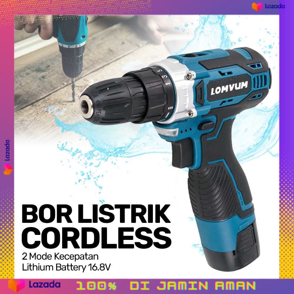 Bor Listrik Cordless Lithium Battery 16.8V / Bor listrik 1 set lengkap ...