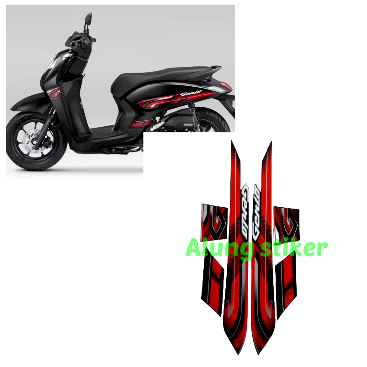 STIKER STRIPING LIS LES BODY MOTOR HONDA GENIO 110 2022 CBS FULL HITAM ...