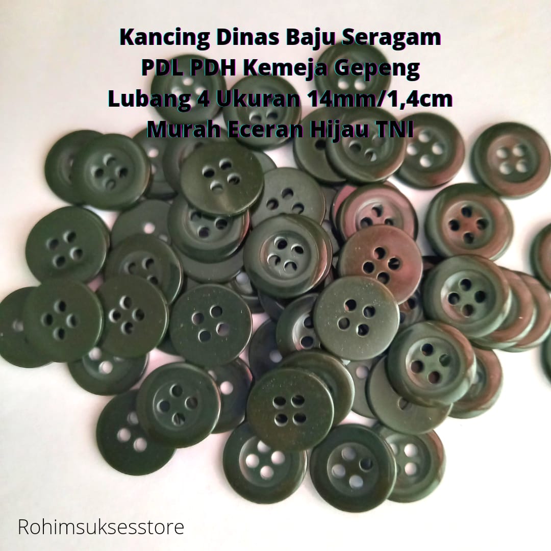 Kancing Dinas Baju Seragam PDL PDH Kemeja Gepeng Lubang 4 Ukuran 14mm/1 ...