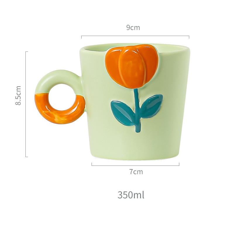 Mi.more Gelas Mug Tulip Cup Motif Lukis Bunga Estetik Korea Aesthetic ...