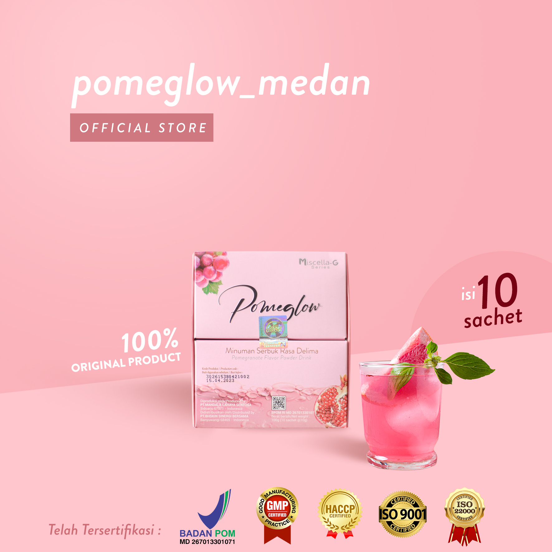 POMEGLOW Collagen Drink Bikin Glowing isi 10 Sachet | Lazada Indonesia