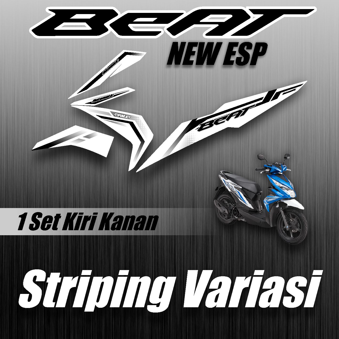 STRIPING MOTOR BEAT NEW ESP 2022 GRAFIS 01 07 DASAR PUTIH LIS HITAM ...