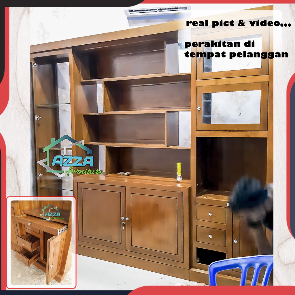 partisi ruangan minimalis modern / buffet pajangan ruang tamu kayu jati ...