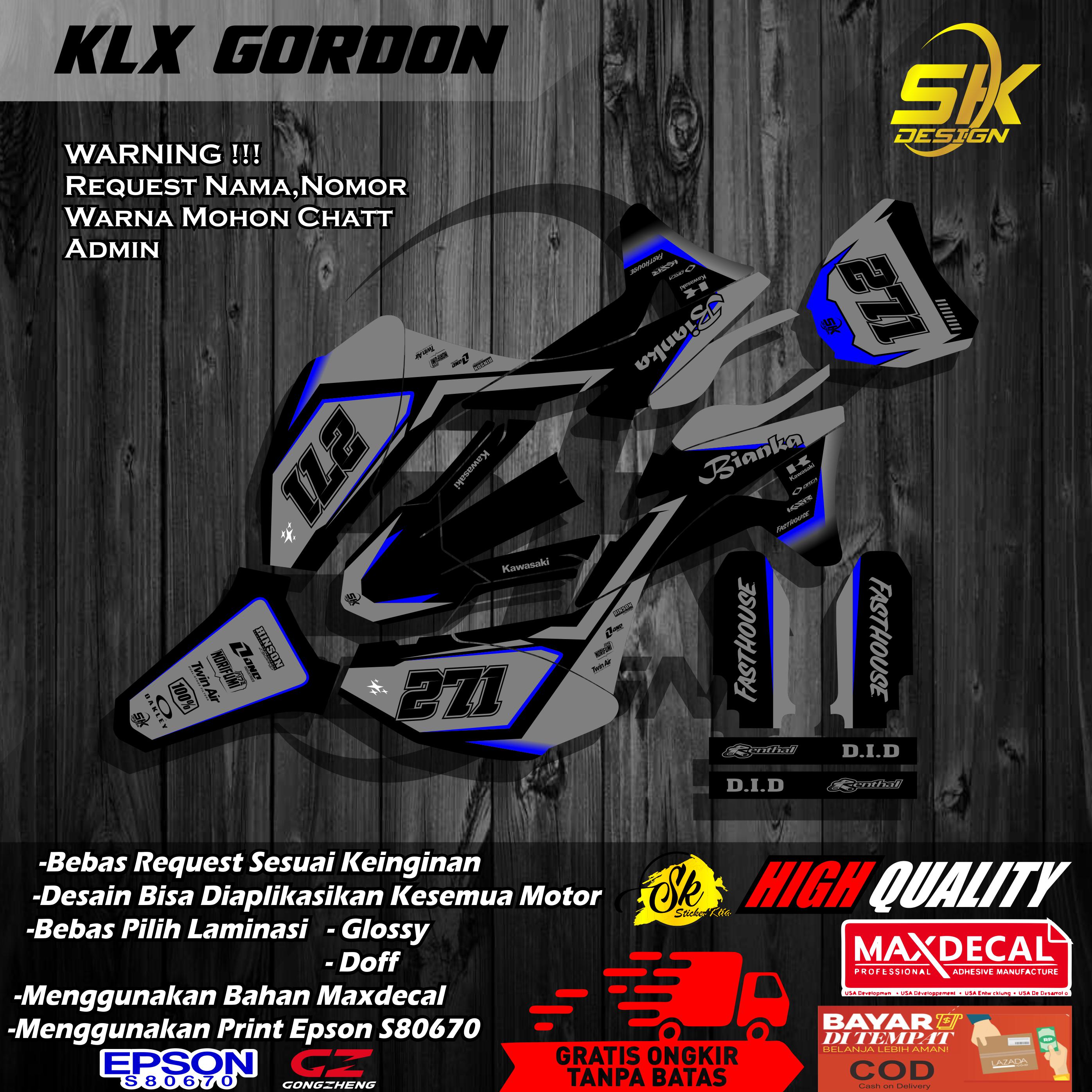 DC 544 STICKER DECAL FULLBODY MOTOR KLX GORDON TEMA DESAIN ABU LIST ...