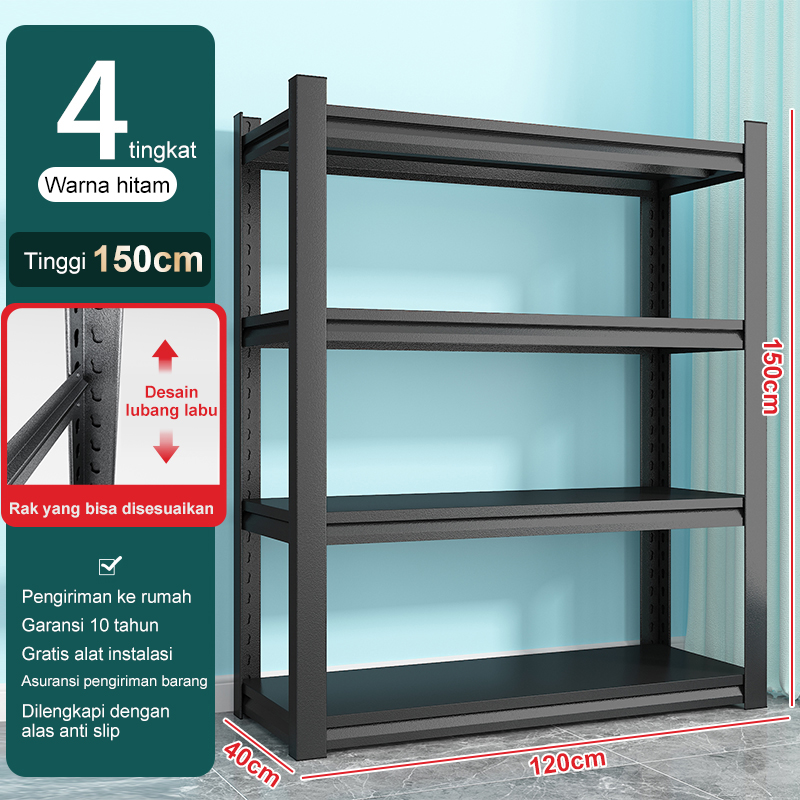 Rak Besi Penuh Rak besi siku 5 susun Rak Besi Susun 200CM Rak gudang ...