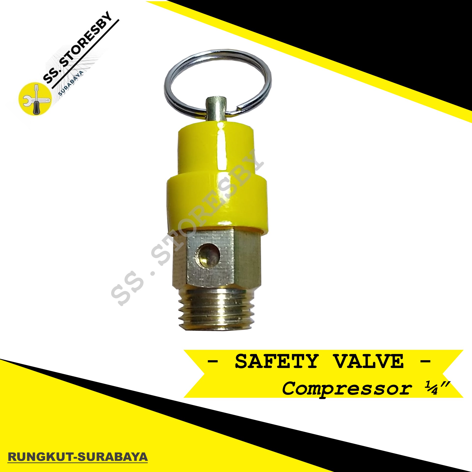 MINI SAFETY VALVE KOMPRESOR 1/4 INCH KUNINGAN KRAN PENGAMAN TEKANAN ...
