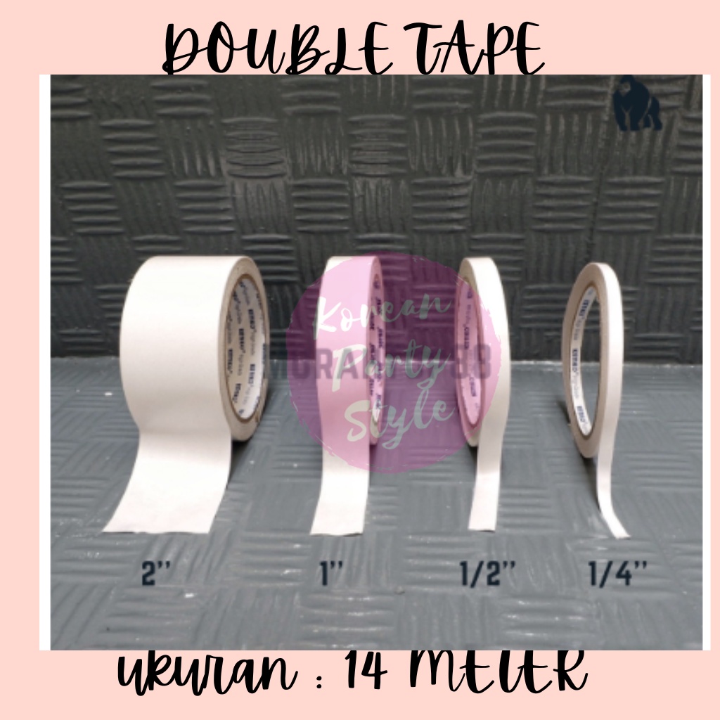 KOREAN DOUBLE TAPE DOBEL TIP 1 INCH 24 MM X 15 YARD 1/2 INCH LEM TIMBAL BALIK LEM PLESTER FOAM ...