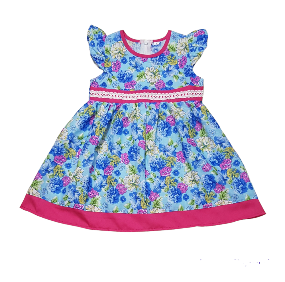 Dress baju anak perempuan 1 tahun - 3 tahun full bunga renda silang ...