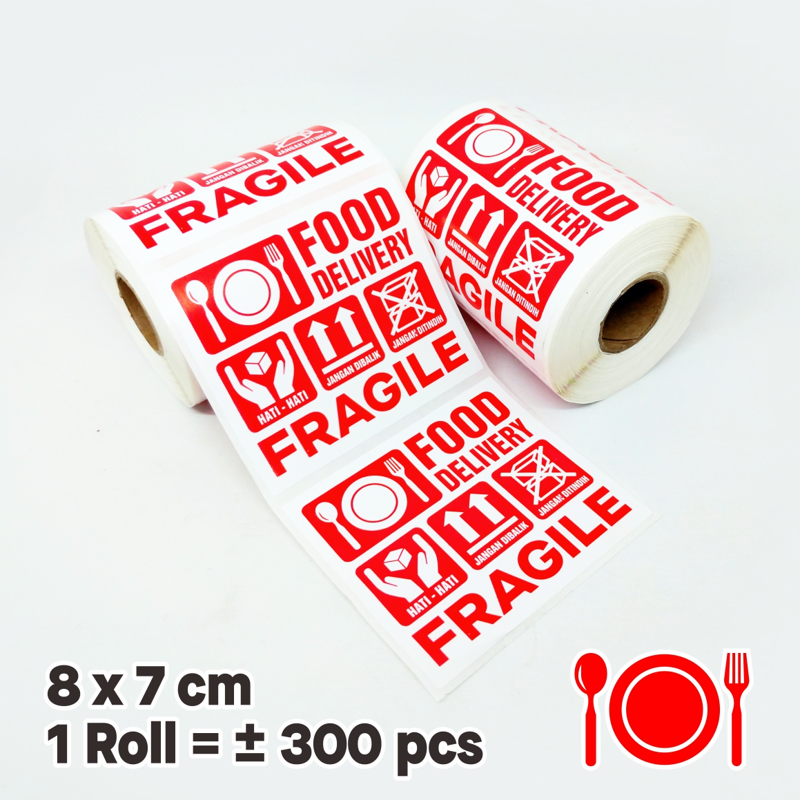 Sticker Label Fragile Food Delivery Stiker Pengiriman Makanan 8 x 7 cm ...