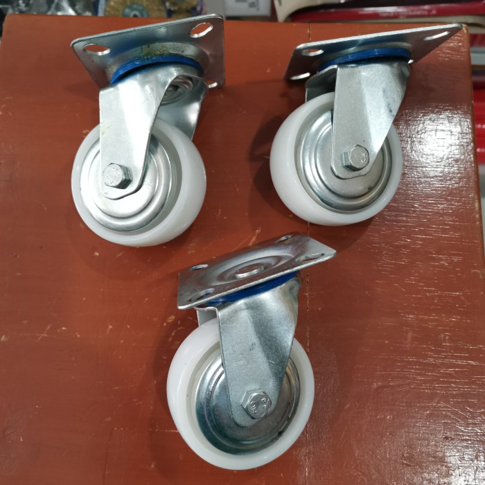 Roda troli 3" hidup nylon roda trolly 3 inch putar nilon roda kastor ...