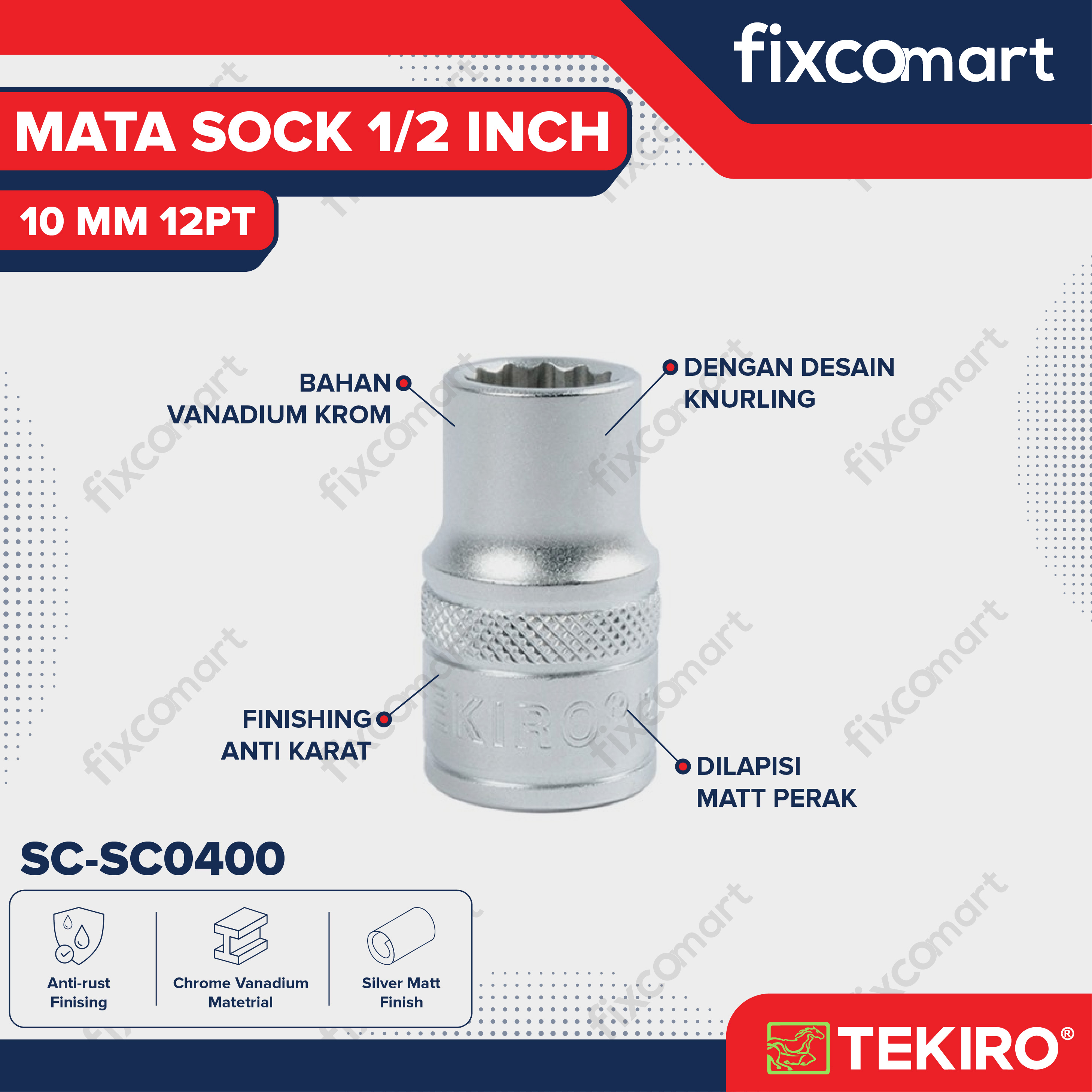 Tekiro Mata Sock 1/2 Inch 10 mm 12 PT / Tekiro Mata Socket | Lazada ...