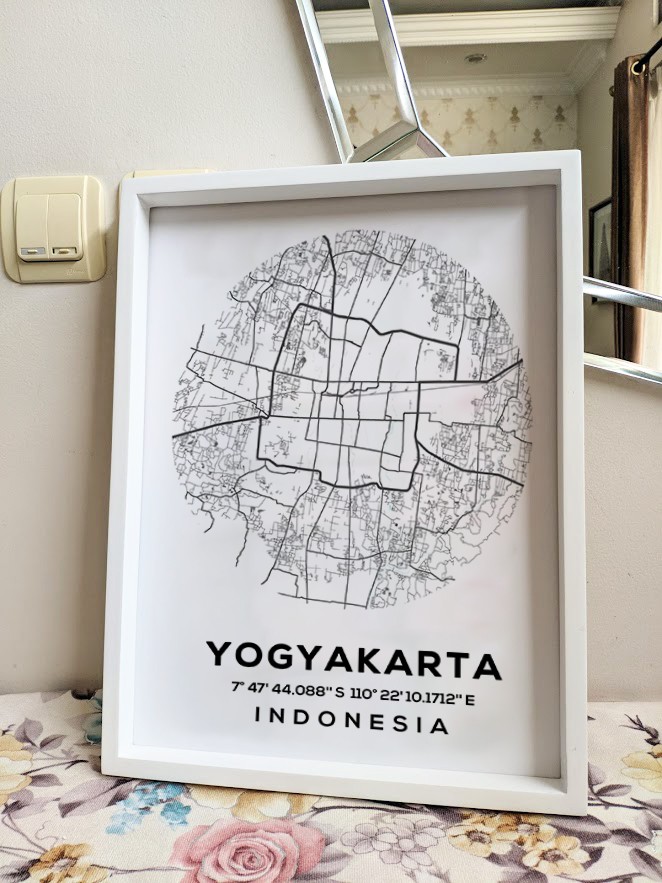Hiasan dinding wooden poster lukisan pajangan map peta indonesia ...
