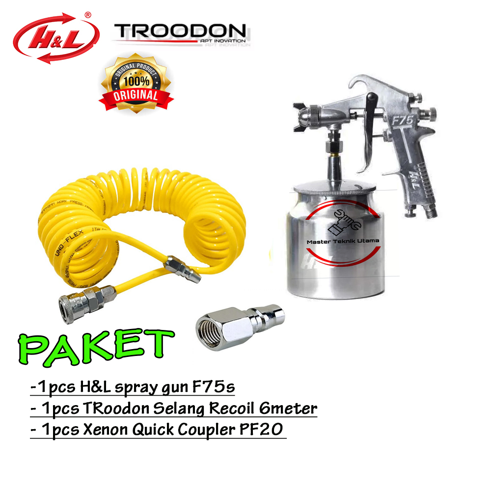 Paket H&L Alat Semprot Cat Spray Gun Spet F75S Tabung Bawah 750cc ...