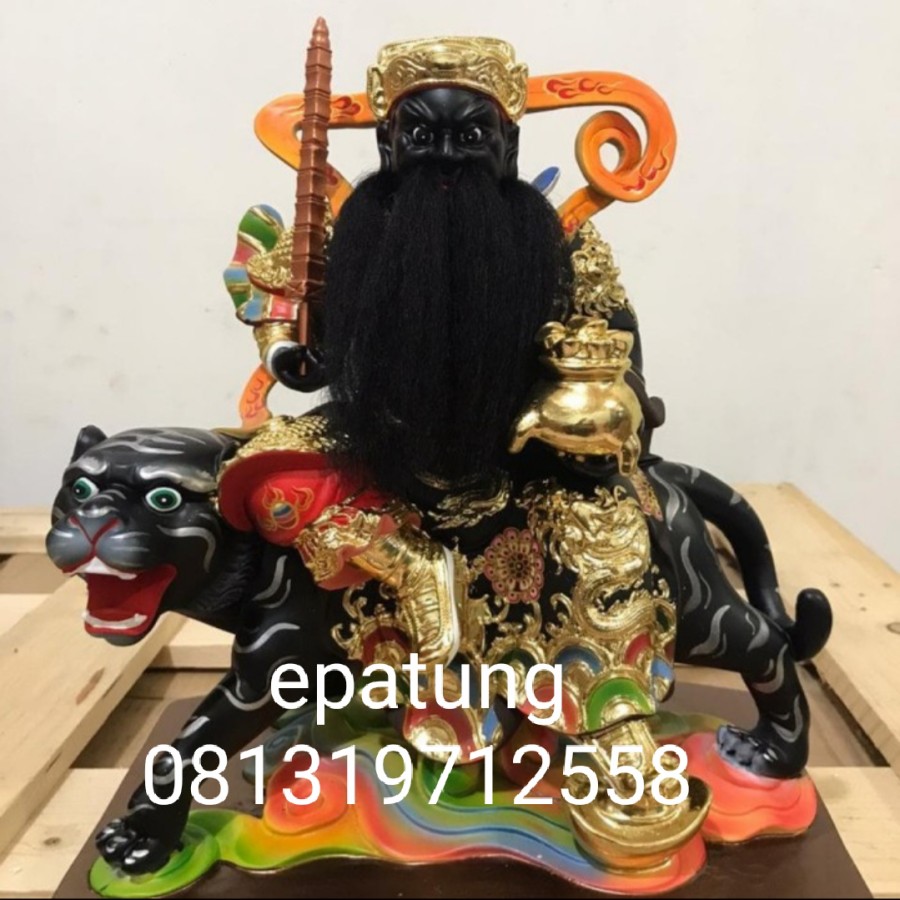 patung dewa han tan kong / tio guan suei / duduk kayu - 12 inch ...