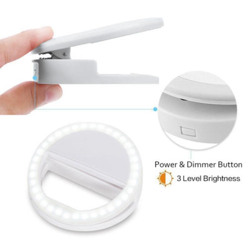 S Elfie LED แหวนแสงแฟลชแบบพกพาโทรศัพท์ S Elfie โคมไฟส่องสว่างคลิปโคมไฟ ...