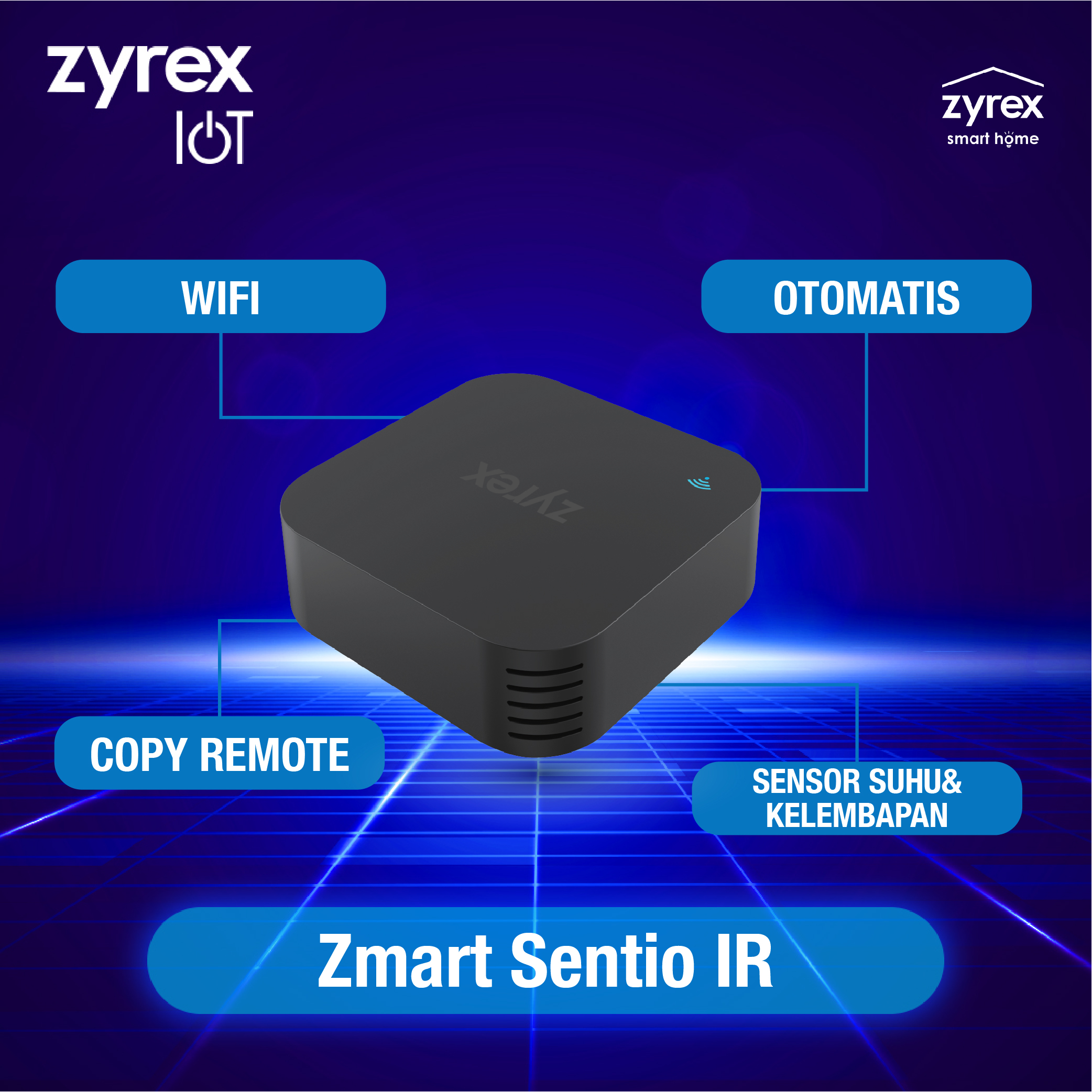 Remot Universal IoT Zyrex Zmart Sentio IR 10m Sensor Kelembapan dan Termometer Wifi | Lazada ...