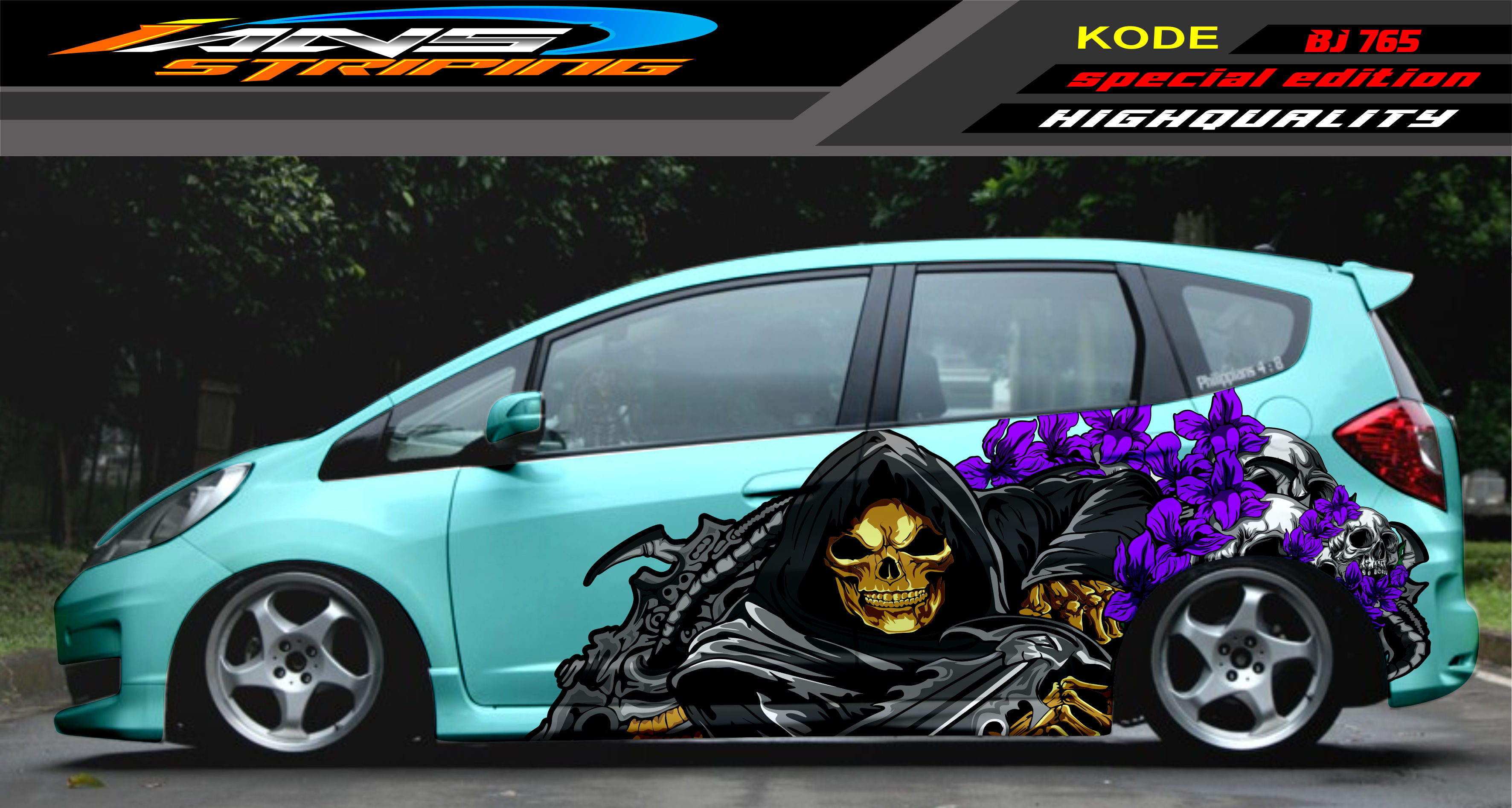 VARIASI STICKER MOBIL JES JAZZ, SIGRA, YARIS, SWIFT / DECAL MOBIL ...