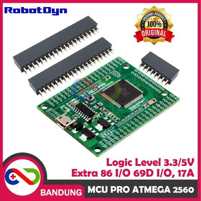 ROBOTDYN MCU-PRO MEGA 2560 ATMEGA2560-16AU EXTRA 86 I/O 3.3-5V ARDUINO ...