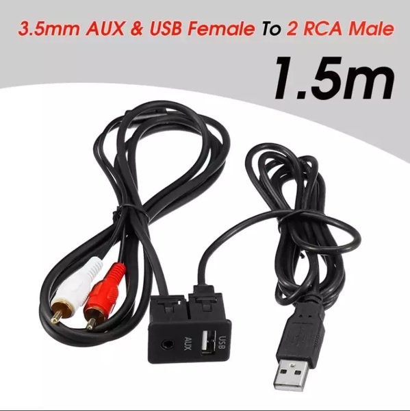 colokan port aux usb Dashboard mobil universal aux usb to RCA audio ...