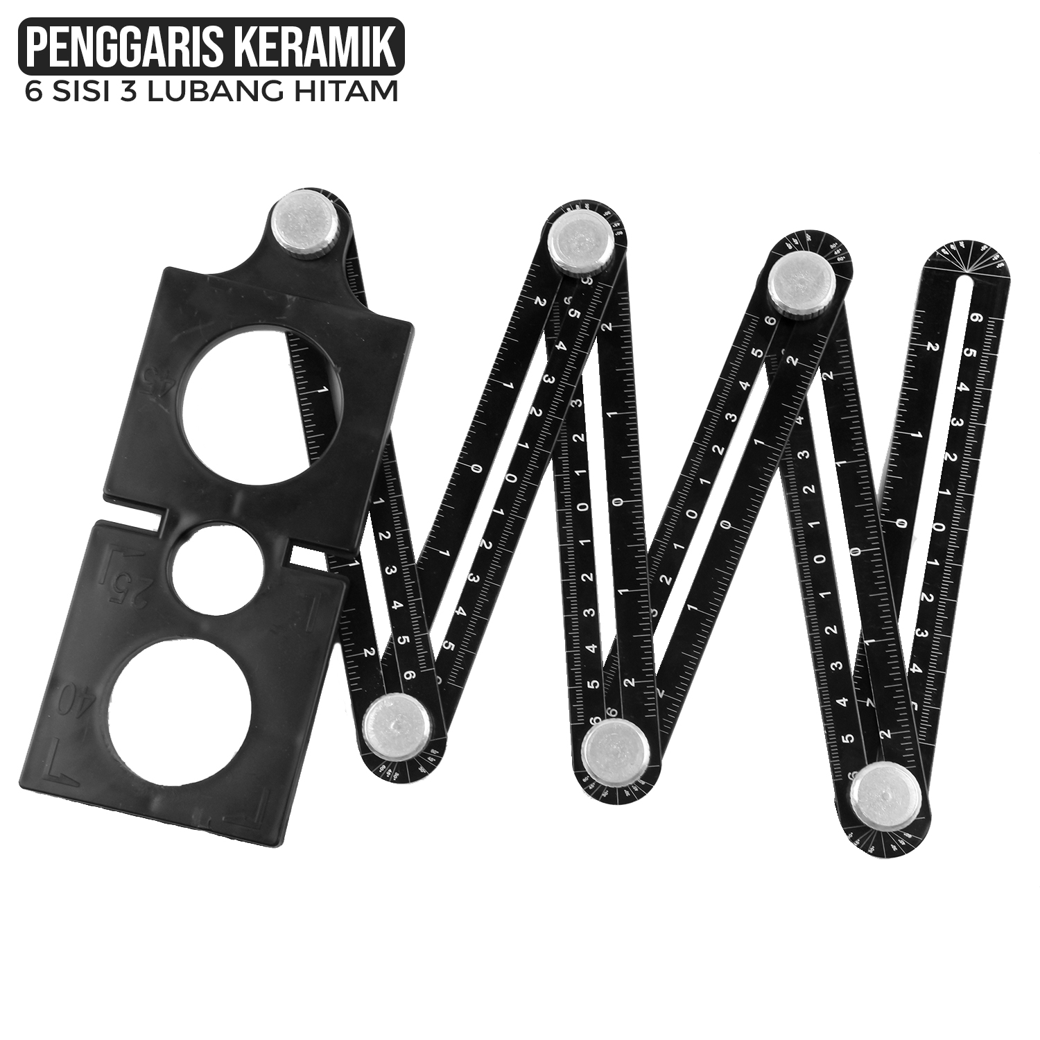 Penggaris Keramik Siku 6 Sudut 3 Lubang Pengukur Keramik Penggaris ...