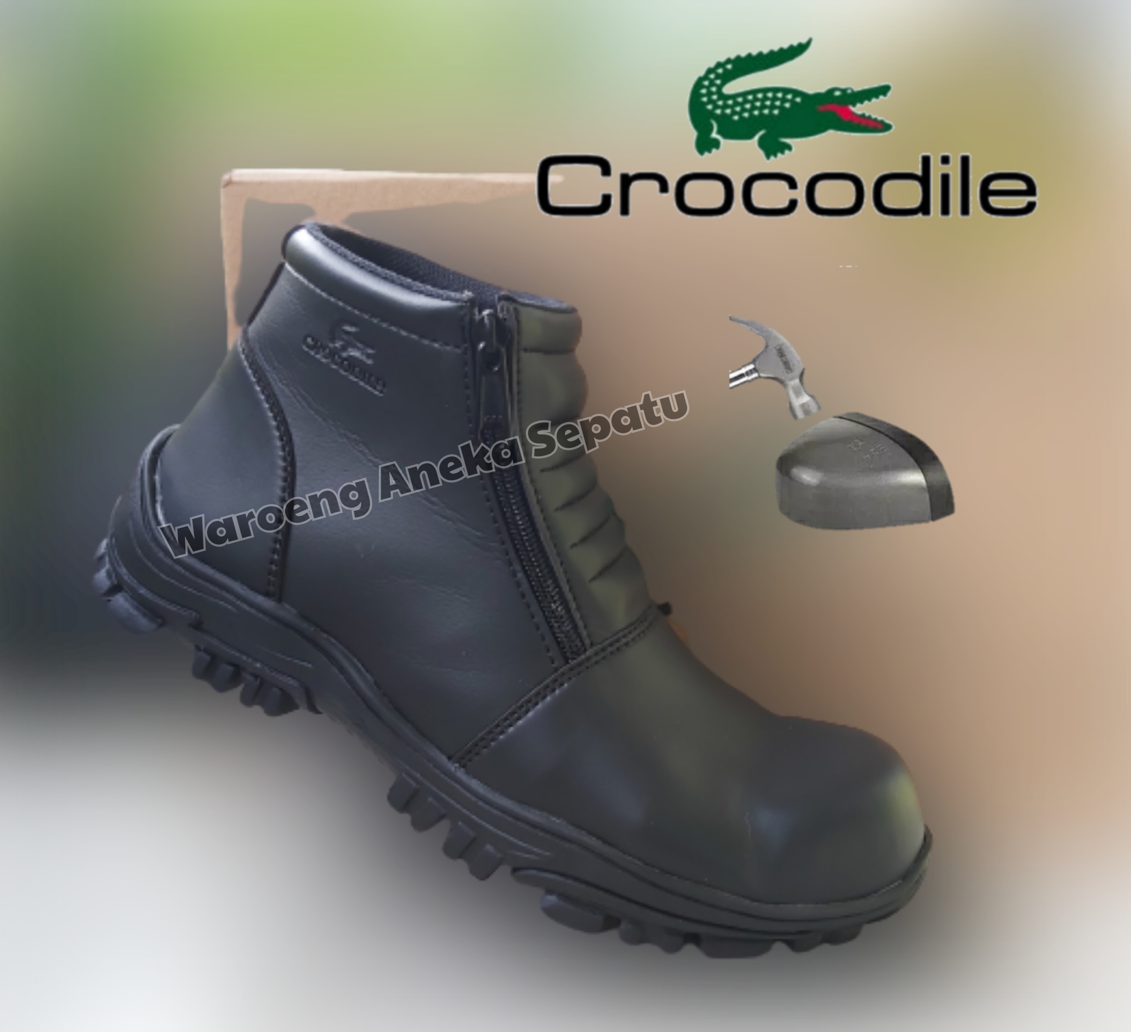 Sepatu Boots Pria Saferty Treaking Crocodile Zippers Tactical Ujung ...