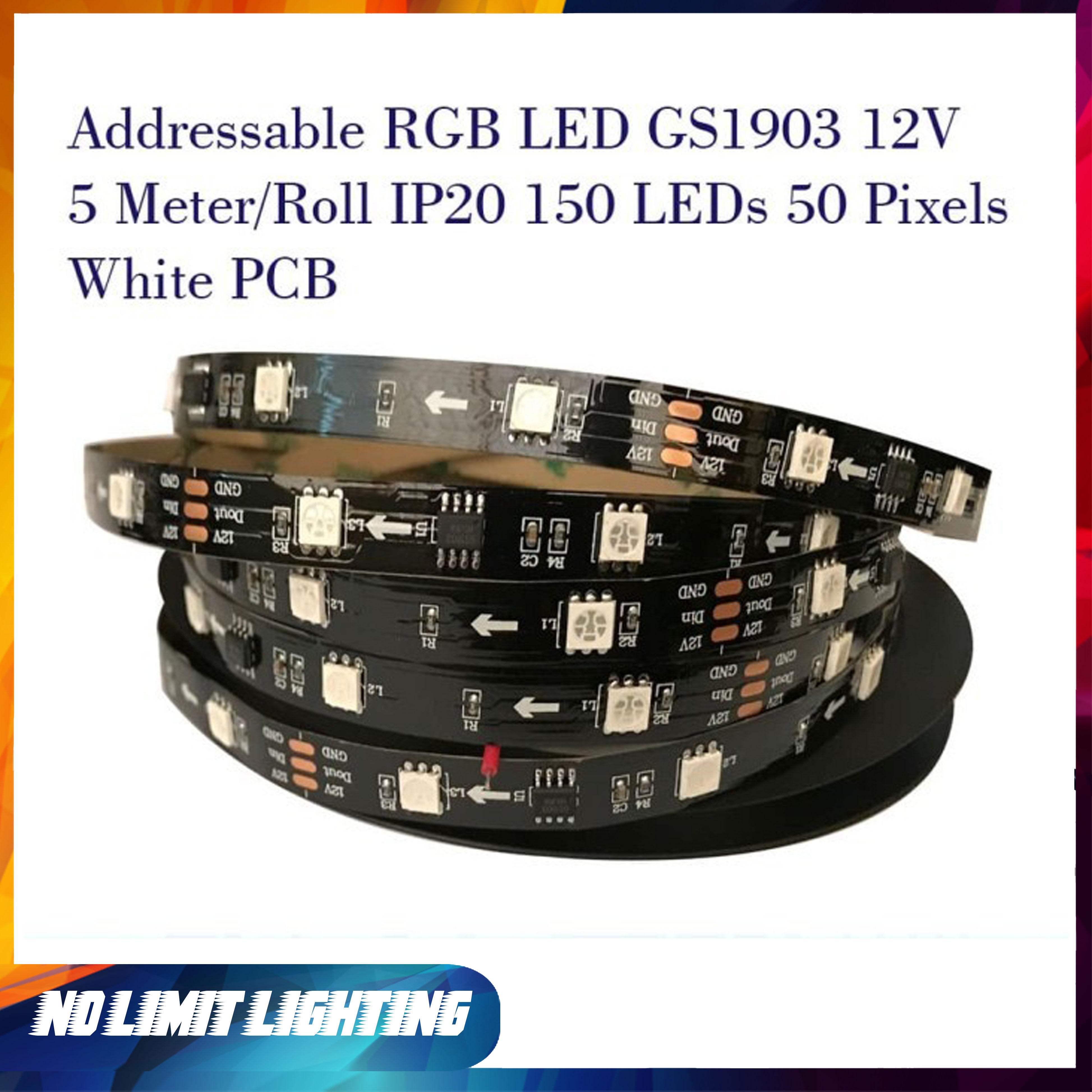 LED Strip Addressable RGB WS2811 12V 150 Pixel 30 LED/Meter Hitam Bahan ...