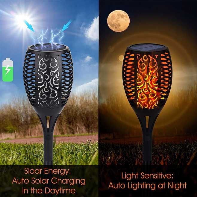 Lampu Api Dekorasi Flame Torch Light 33 LED Solar Panel | Lazada Indonesia
