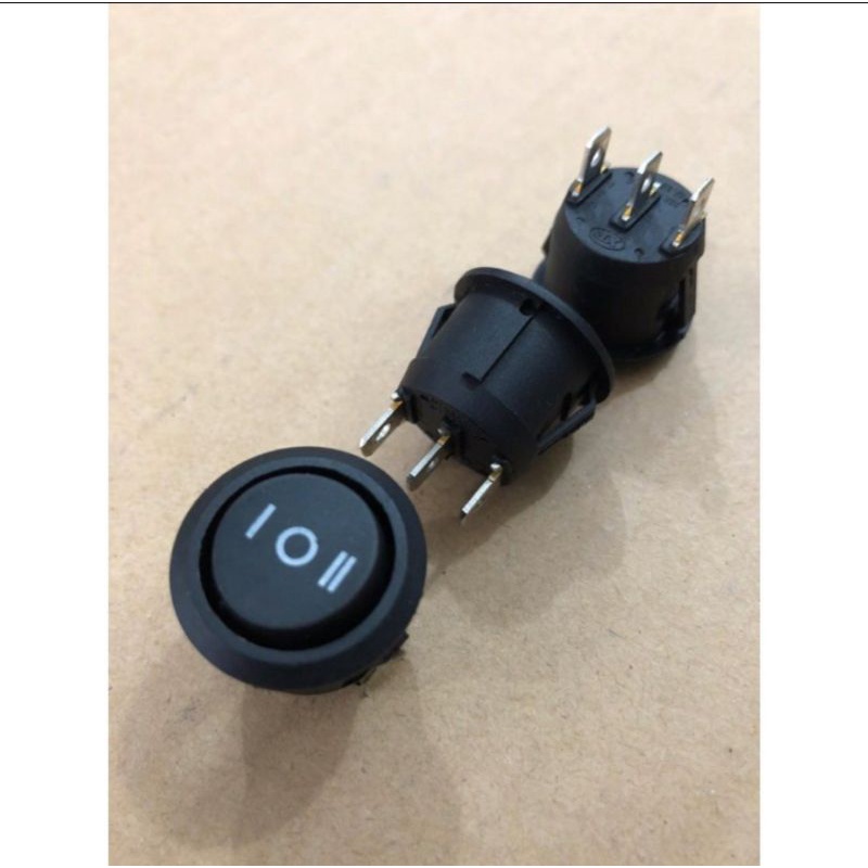 SAKLAR BULAT ROCKER SWITCH ON OFF ON 3 PIN 3 KAKI UKURAN BESAR HITAM ...