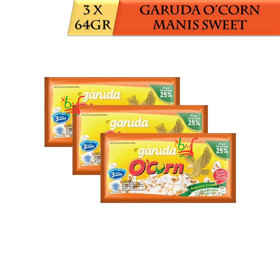 3PCS O-Corn Garuda Popcorn Berondong Jagung Instan Rasa Manis | Lazada ...